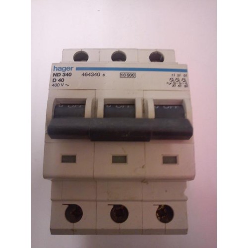 Hager ND340 40A Type D Triple Pole Mcb